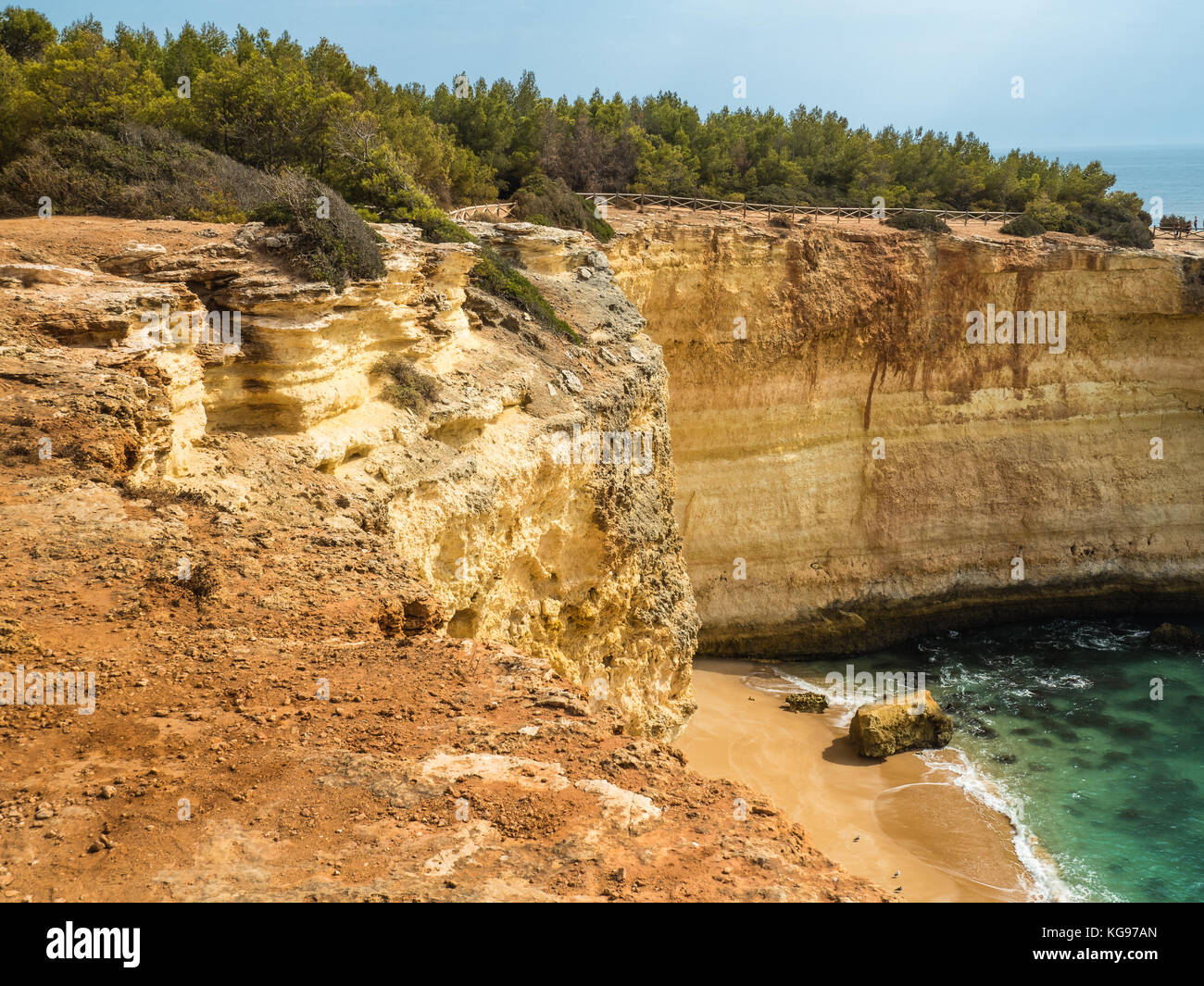 Sandstone cliffs near Benagil, Algarve in southern Portugal Stock Photo ...