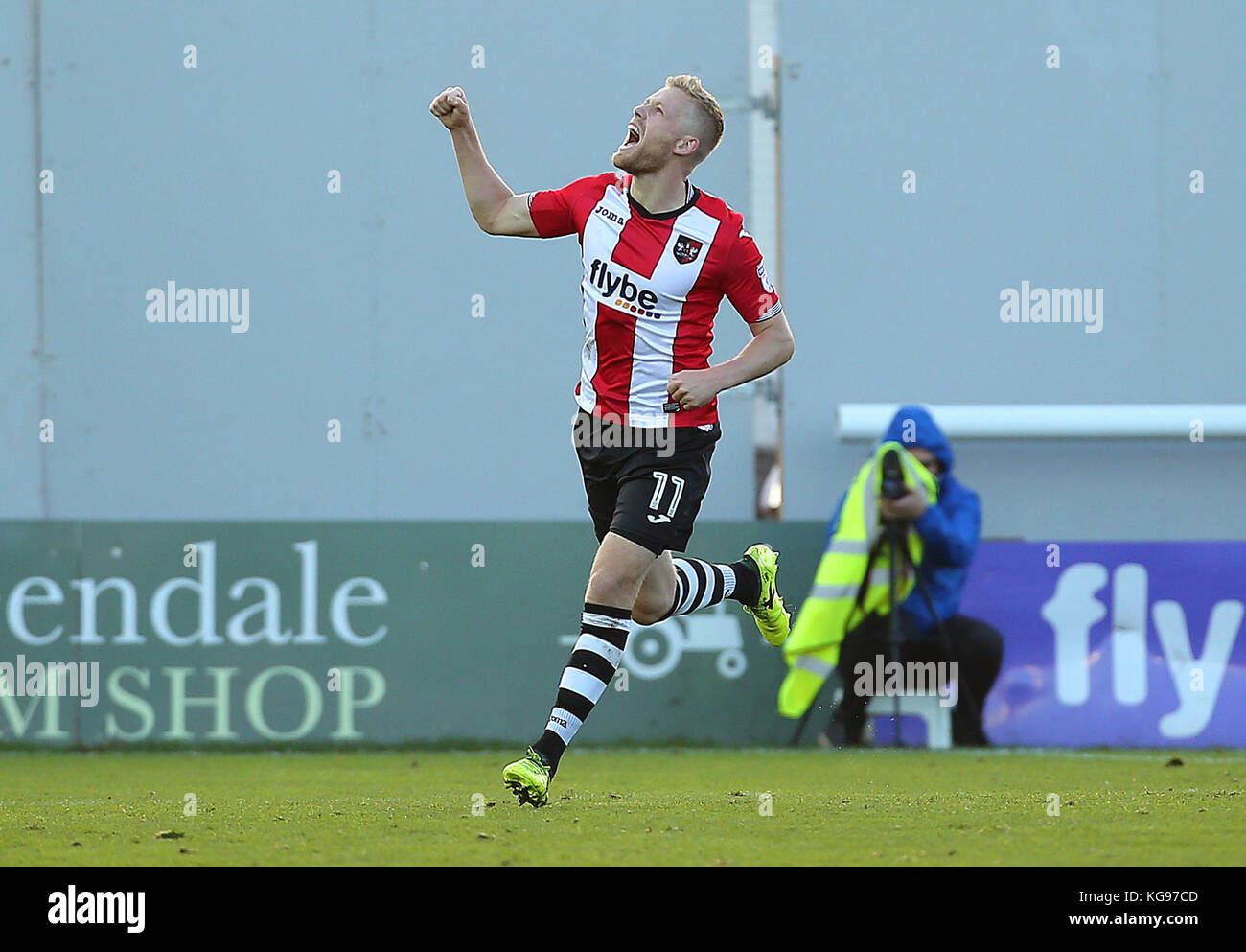 Exeter’s Jayden Stockley celebrates scoring his sides second goal ...