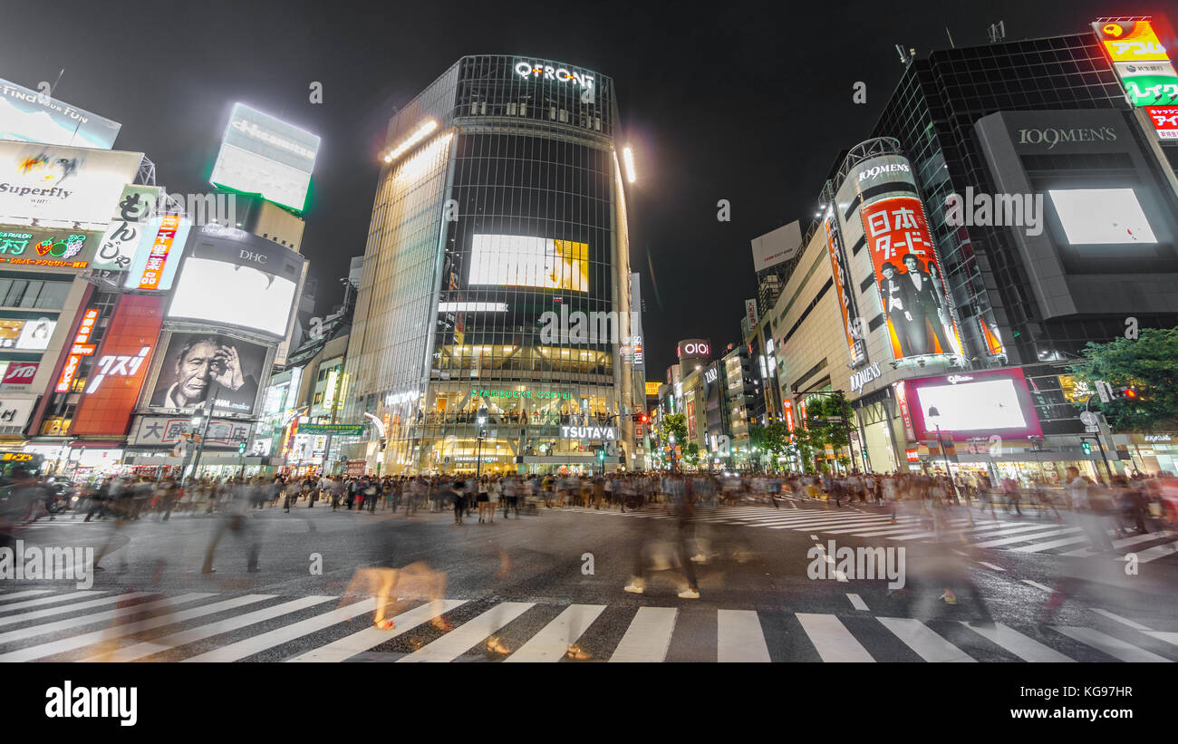 Shibuya crowd and illuminated signs Stock Photo - Alamy