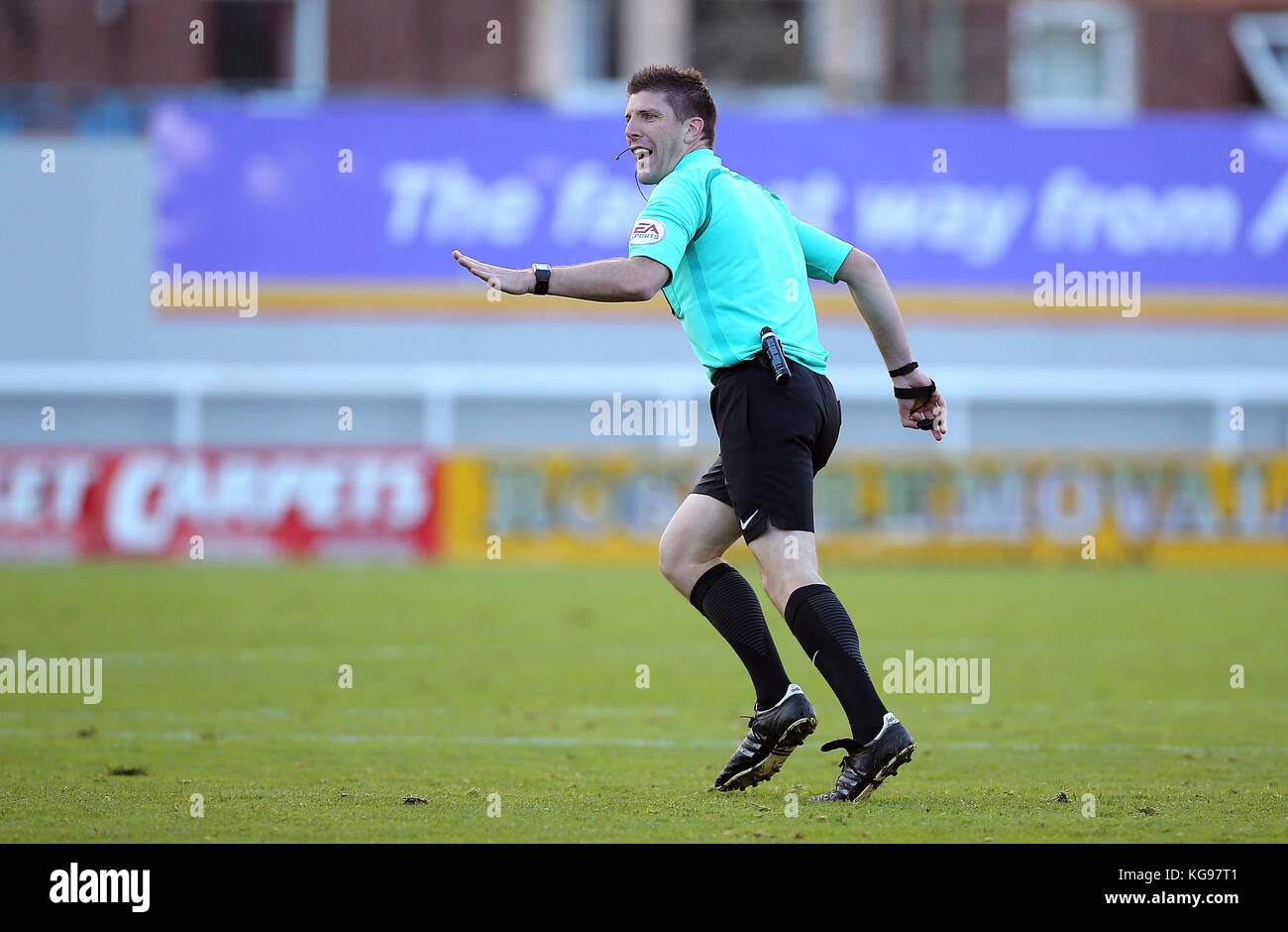 Referee Neil Hair during the Emirates FA Cup, First Round match at St ...