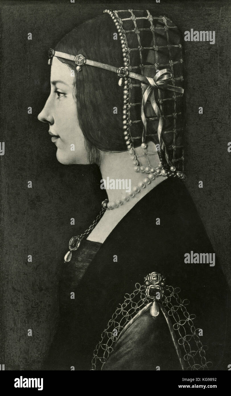 Portrait of Beatrice d'Este, painting by Leonardo da Vinci Stock Photo ...