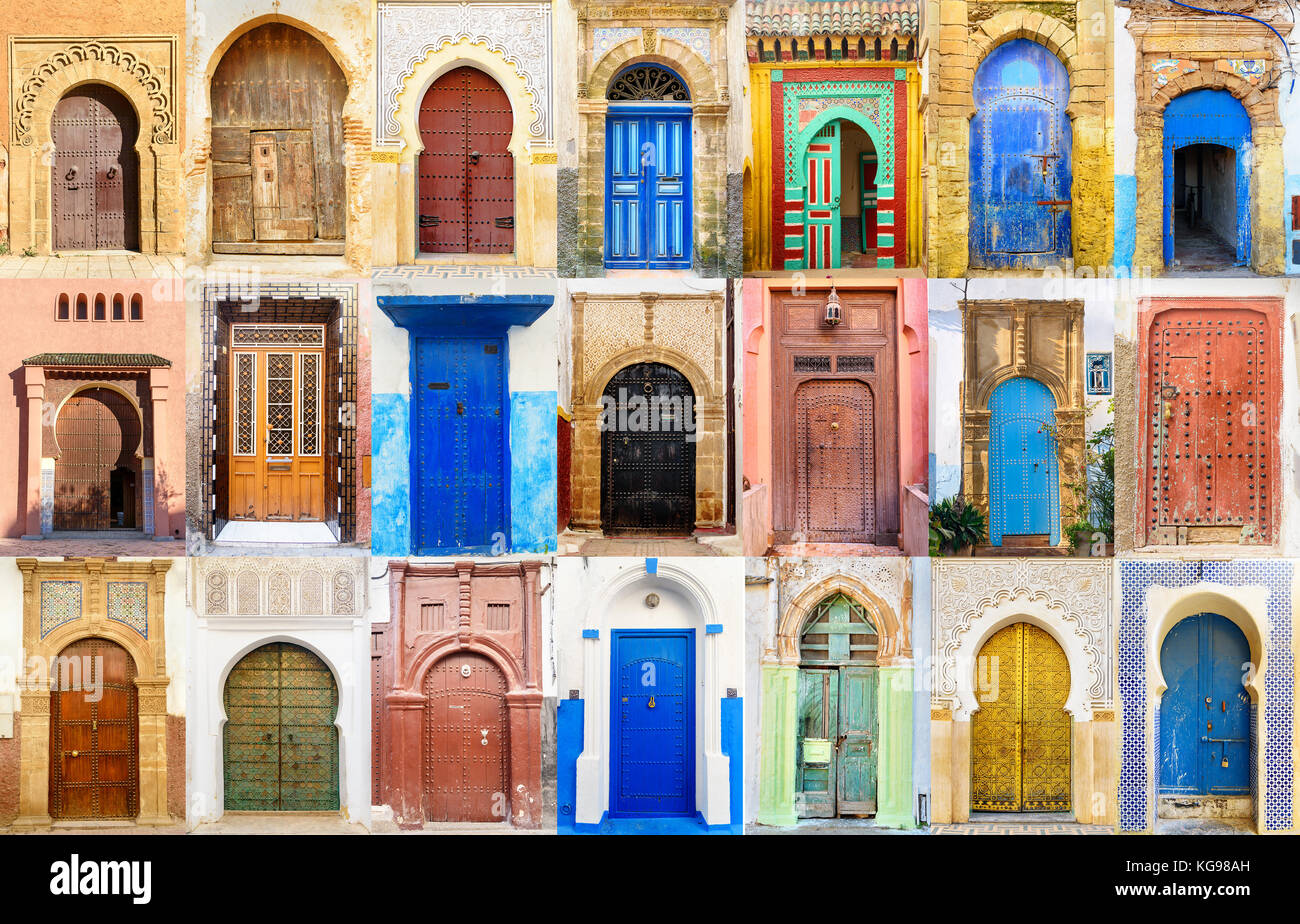 Collage of Traditional Moroccan entry door Stock Photo - Alamy