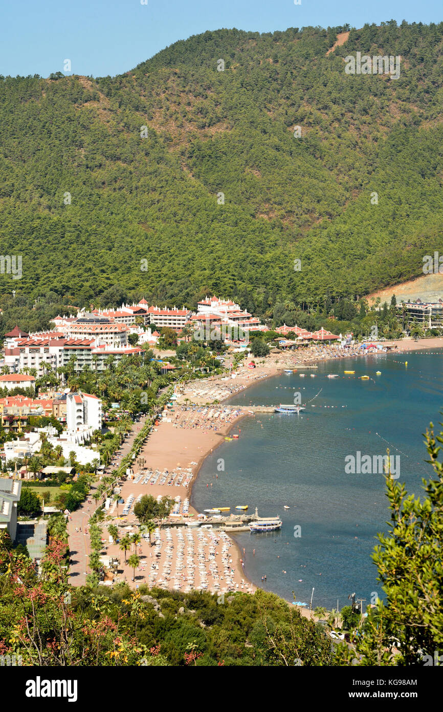 Beach in Icmeler suburb of Marmaris resort town in Turkey Stock Photo ...