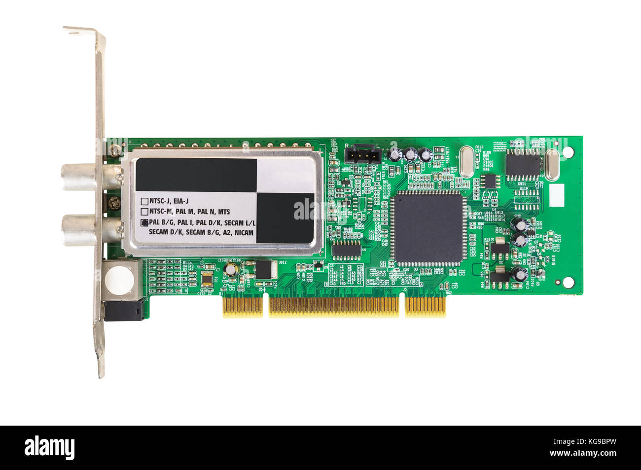 Analog TV card for desktop computer isolated on white background with ...