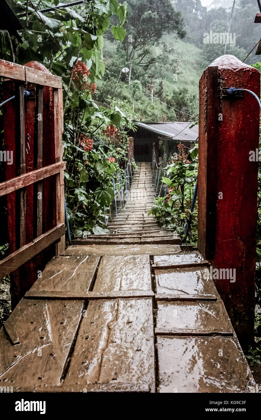 Bridge to campsite Stock Photo - Alamy