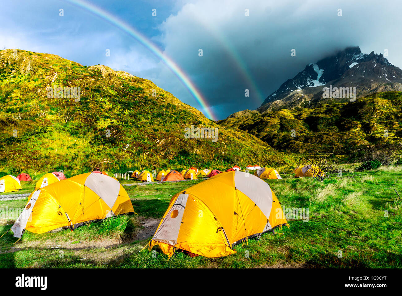Paine Grande campsite Stock Photo - Alamy