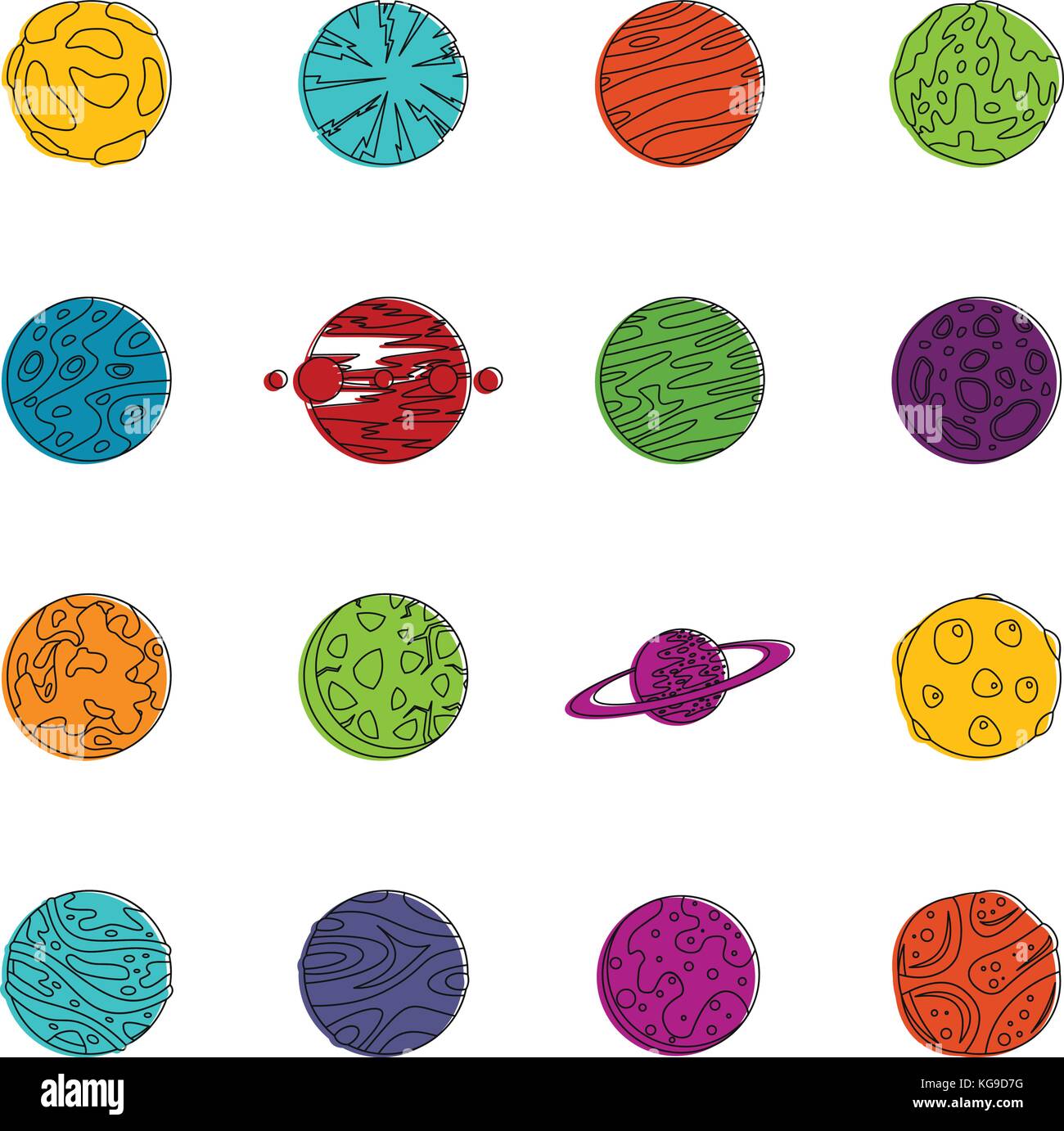 Fantastic planets icons doodle set Stock Vector Image & Art - Alamy