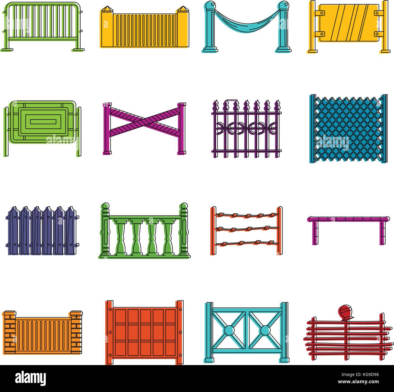 Fencing icons doodle set Stock Vector Image & Art - Alamy