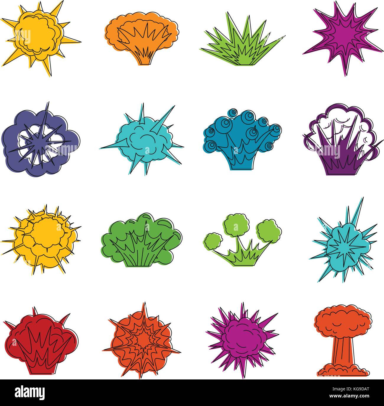 Explosion icons doodle set Stock Vector Image & Art - Alamy