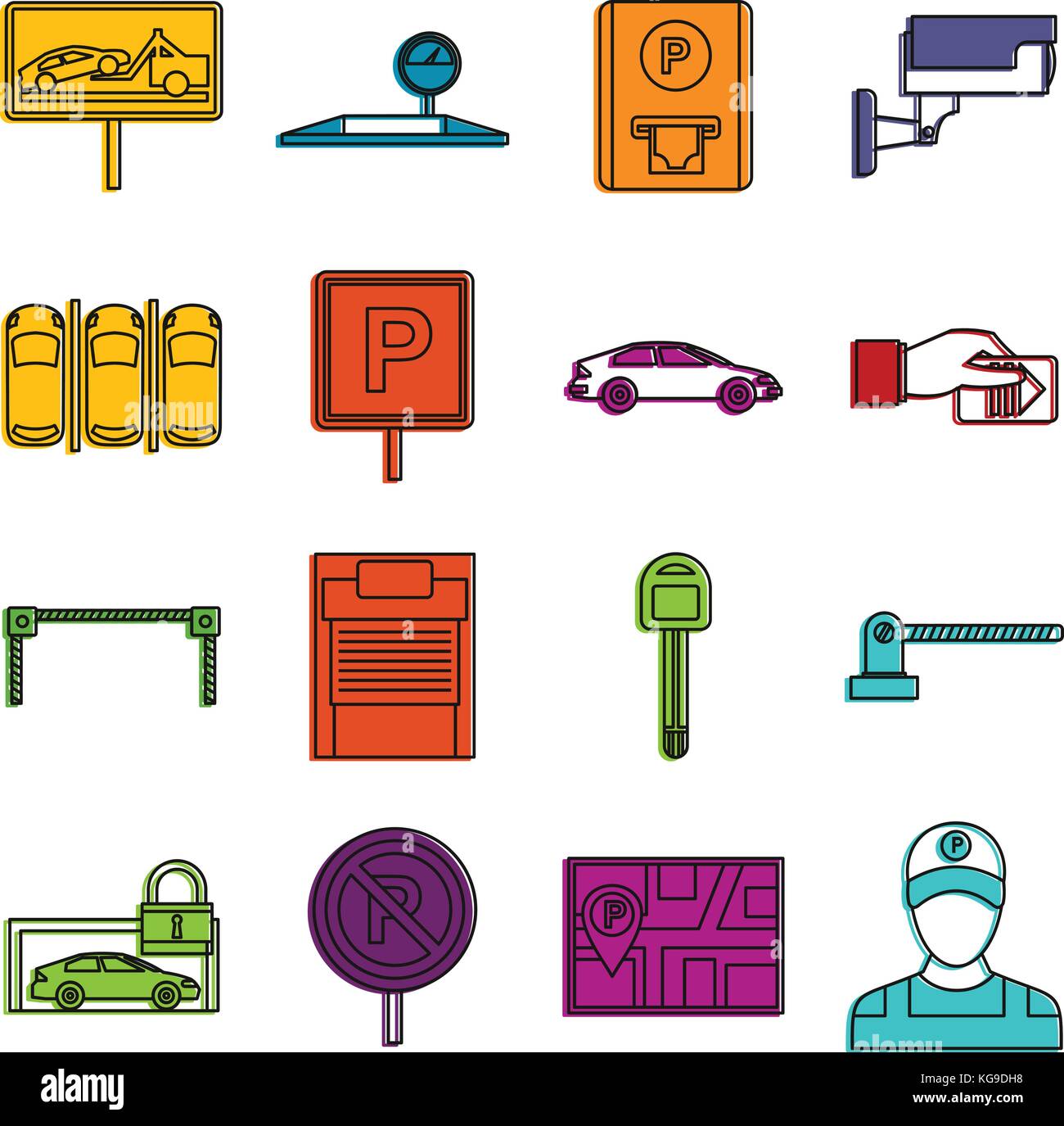 Car parking icons doodle set Stock Vector Image & Art - Alamy