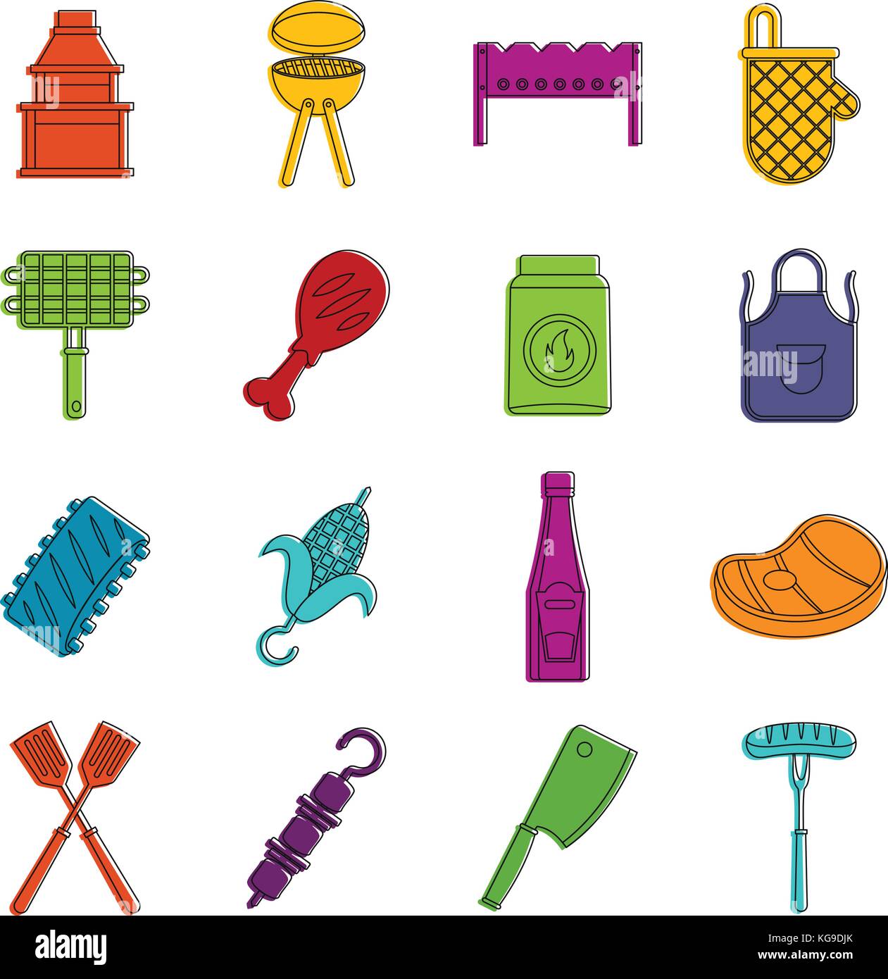 BBQ food icons doodle set Stock Vector Image & Art - Alamy