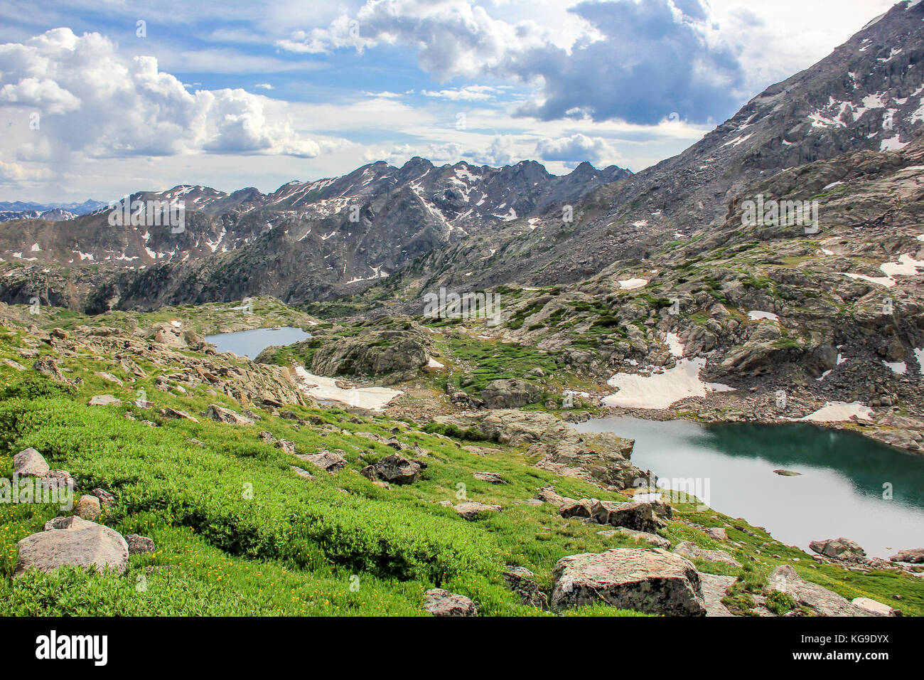 Rocky Mountain Landscape with Lakes and Waterfalls Stock Photo - Alamy