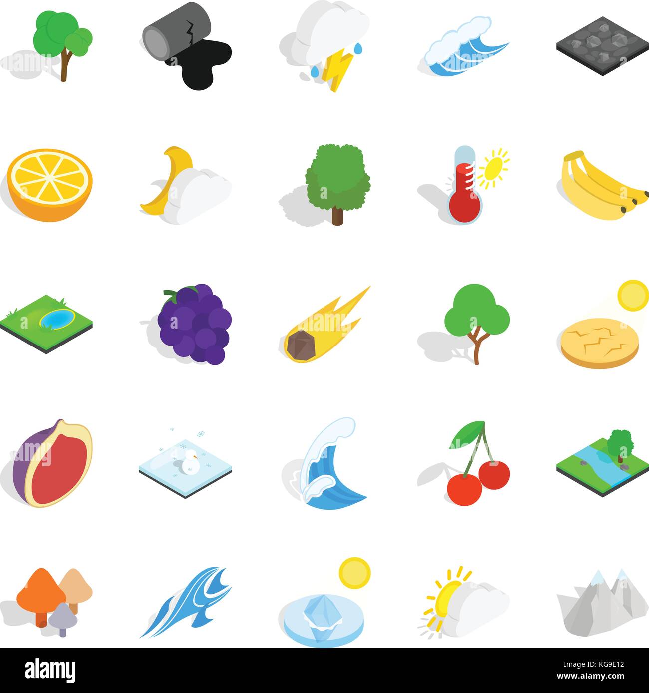 Planting of greenery icons set, isometric style Stock Vector Image ...