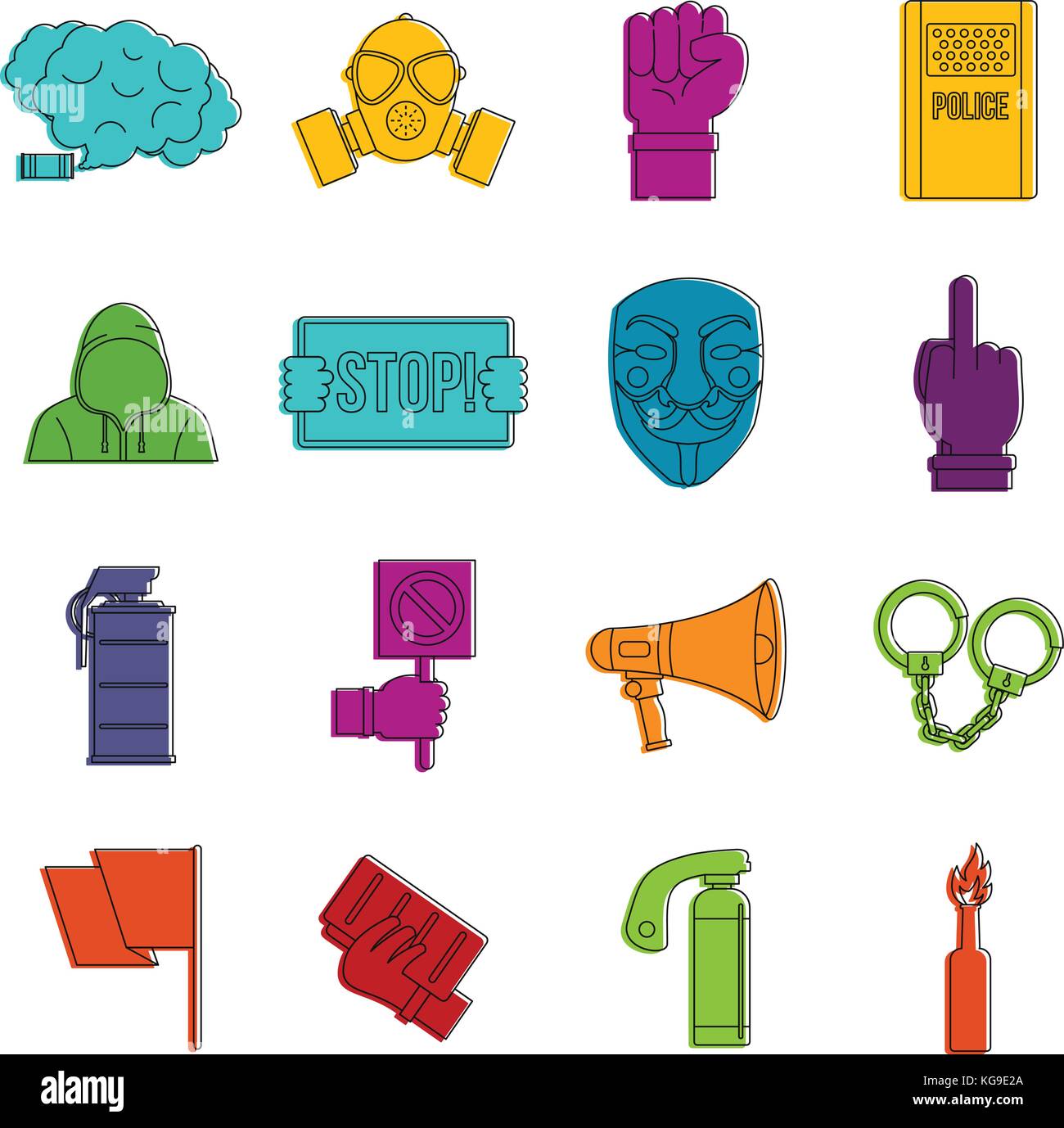 Protest icons doodle set Stock Vector Image & Art - Alamy