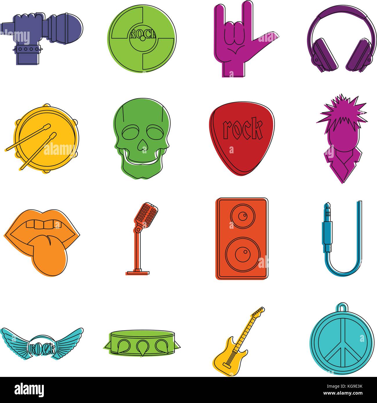 Rock music icons doodle set Stock Vector Image & Art - Alamy