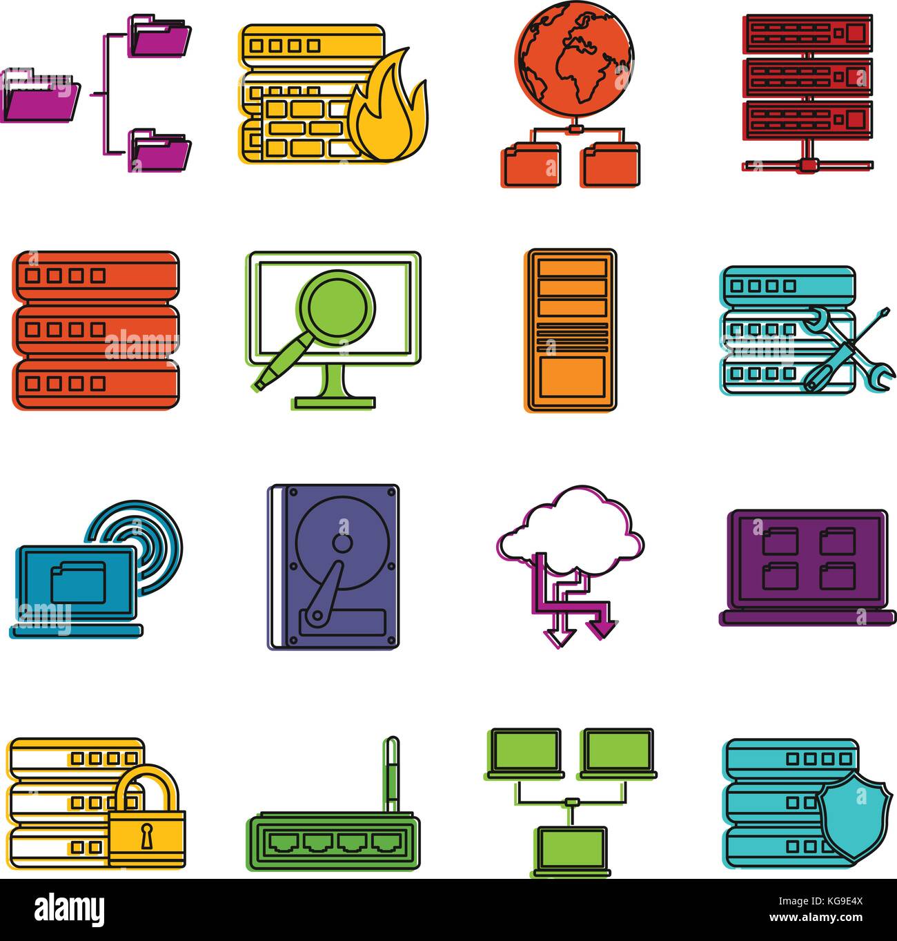 Big data icons doodle set Stock Vector Image & Art - Alamy