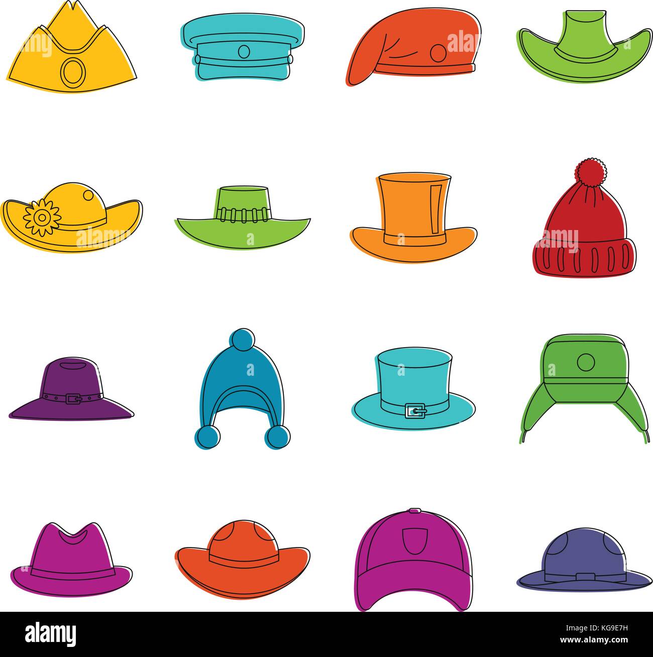 Headdress hat icons doodle set Stock Vector Image & Art - Alamy