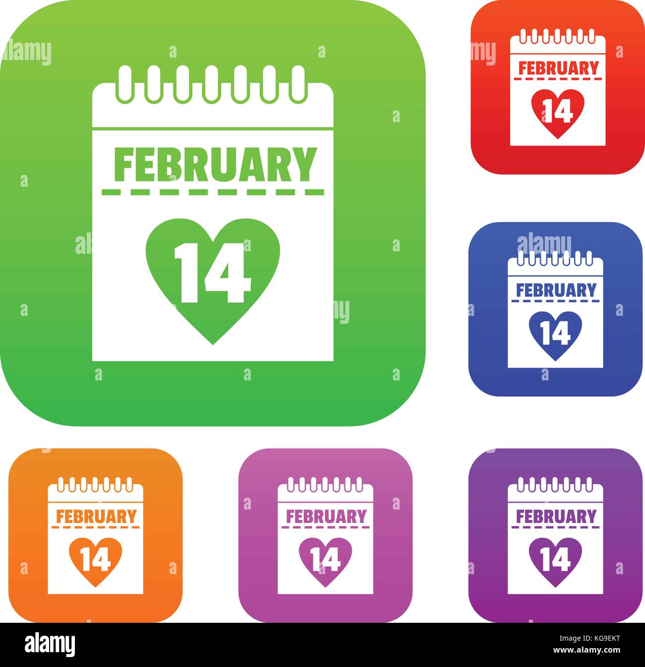 Valentines day calendar set color collection Stock Vector Image & Art ...