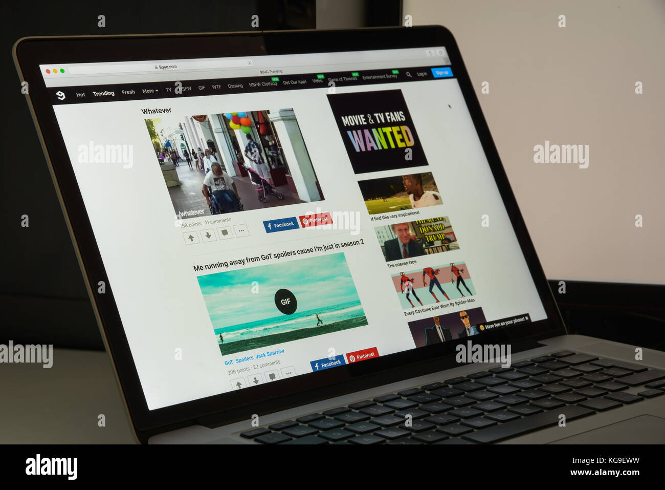 Milan, Italy - August 10, 2017: 9gag website homepage. It is an online ...