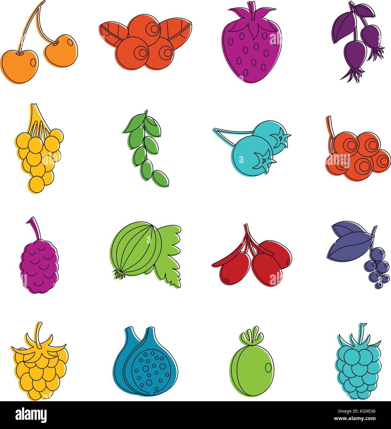 Berries icons doodle set Stock Vector Image & Art - Alamy