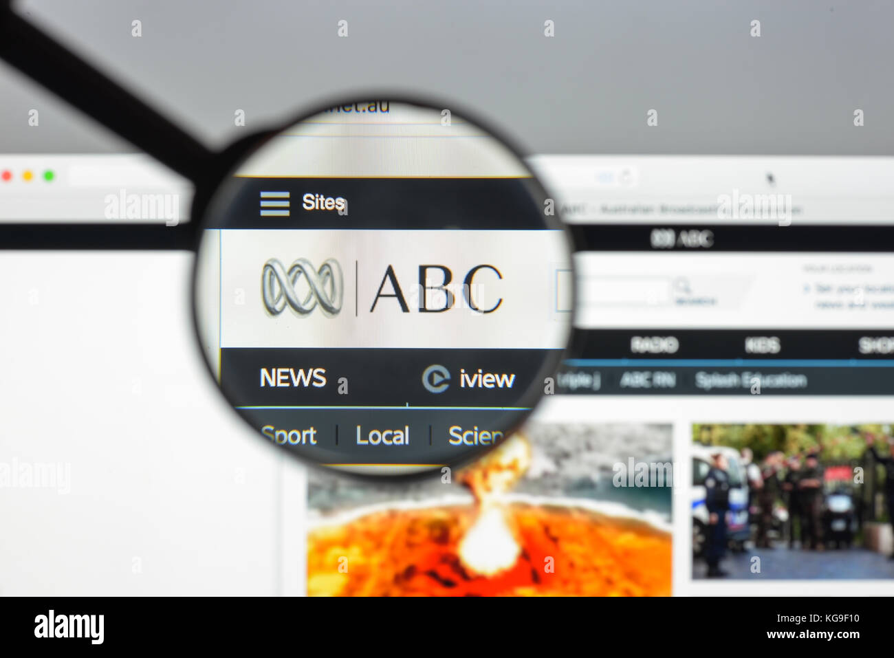 Milan, Italy - August 10, 2017: Abc website homepage. It is -. Abc logo ...