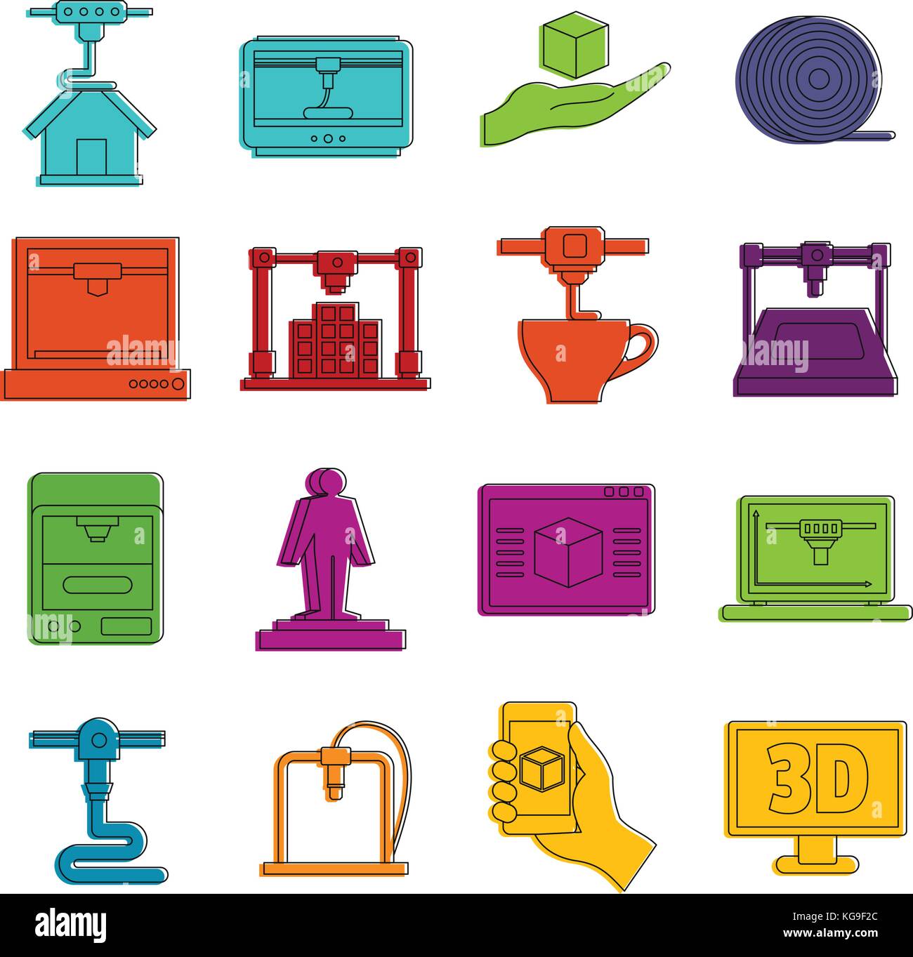 3D Printing icons doodle set Stock Vector Image & Art - Alamy