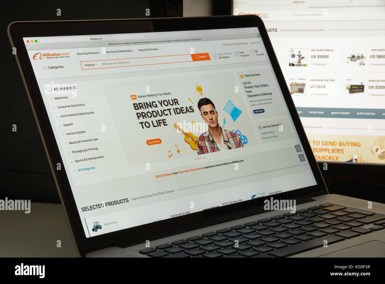Milan, Italy - August 10, 2017: Alibaba website homepage. It is a ...
