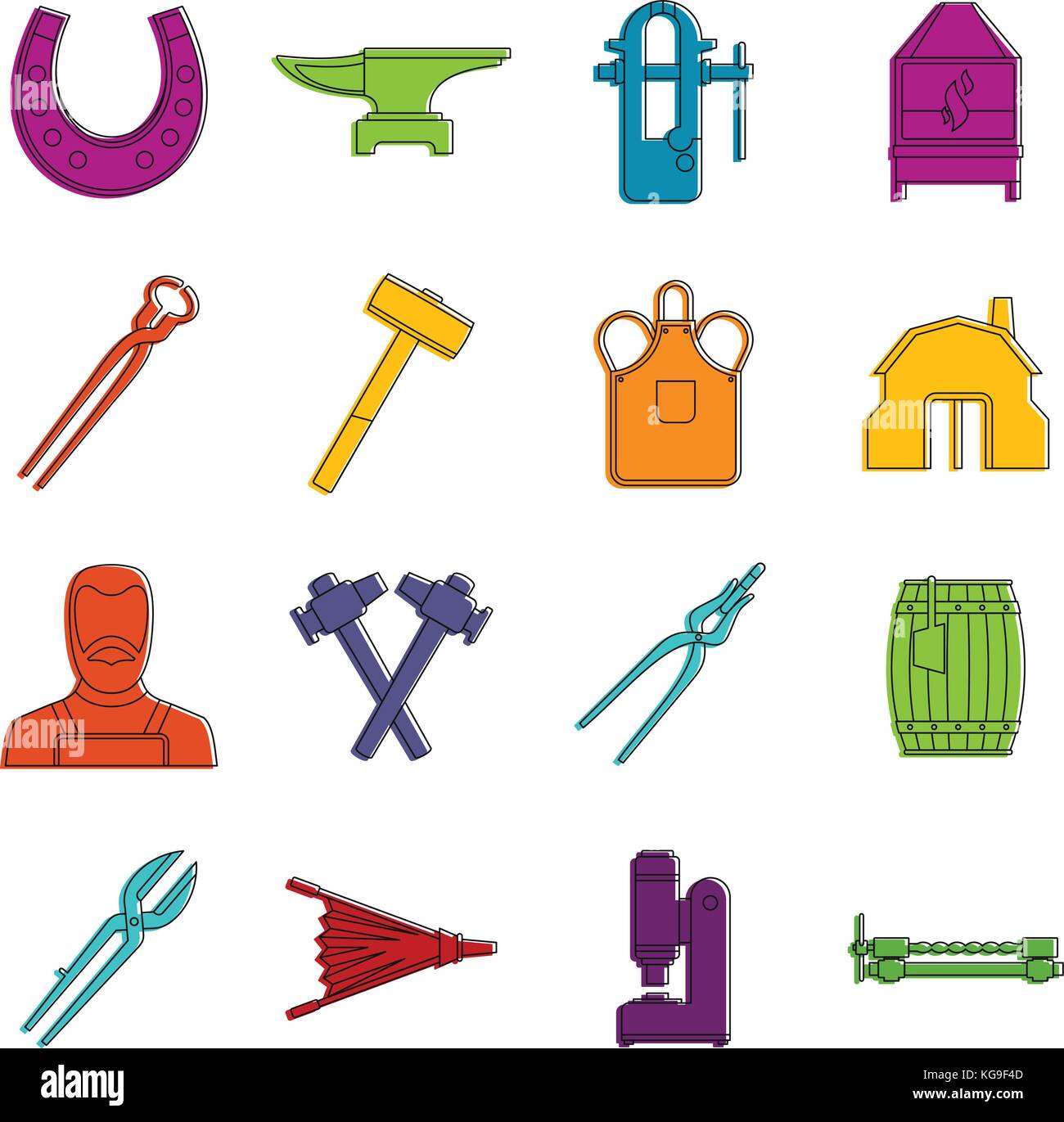 Blacksmith icon outline hi-res stock photography and images - Alamy