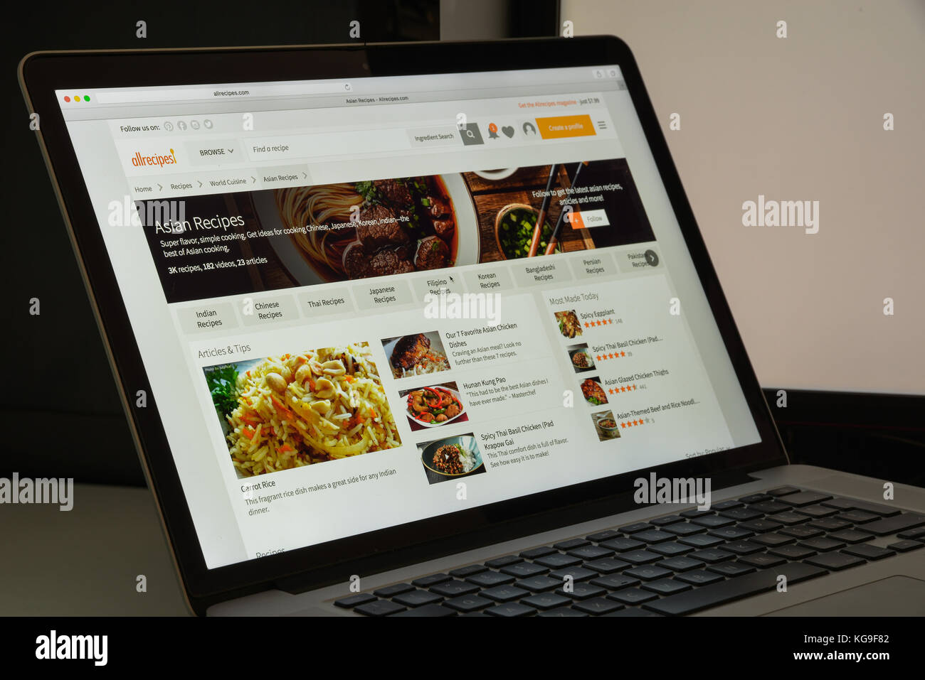 Milan, Italy - August 10, 2017: Allrecipes website homepage. It is a ...