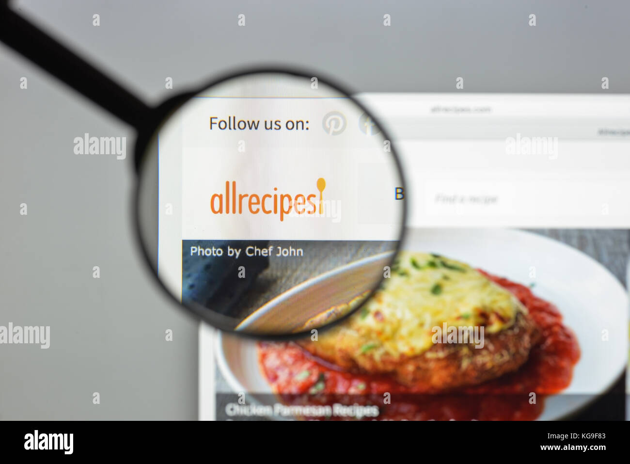 Milan, Italy - August 10, 2017: Allrecipes website homepage. It is a ...