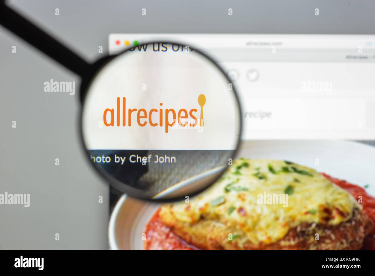 Milan, Italy - August 10, 2017: Allrecipes website homepage. It is a ...