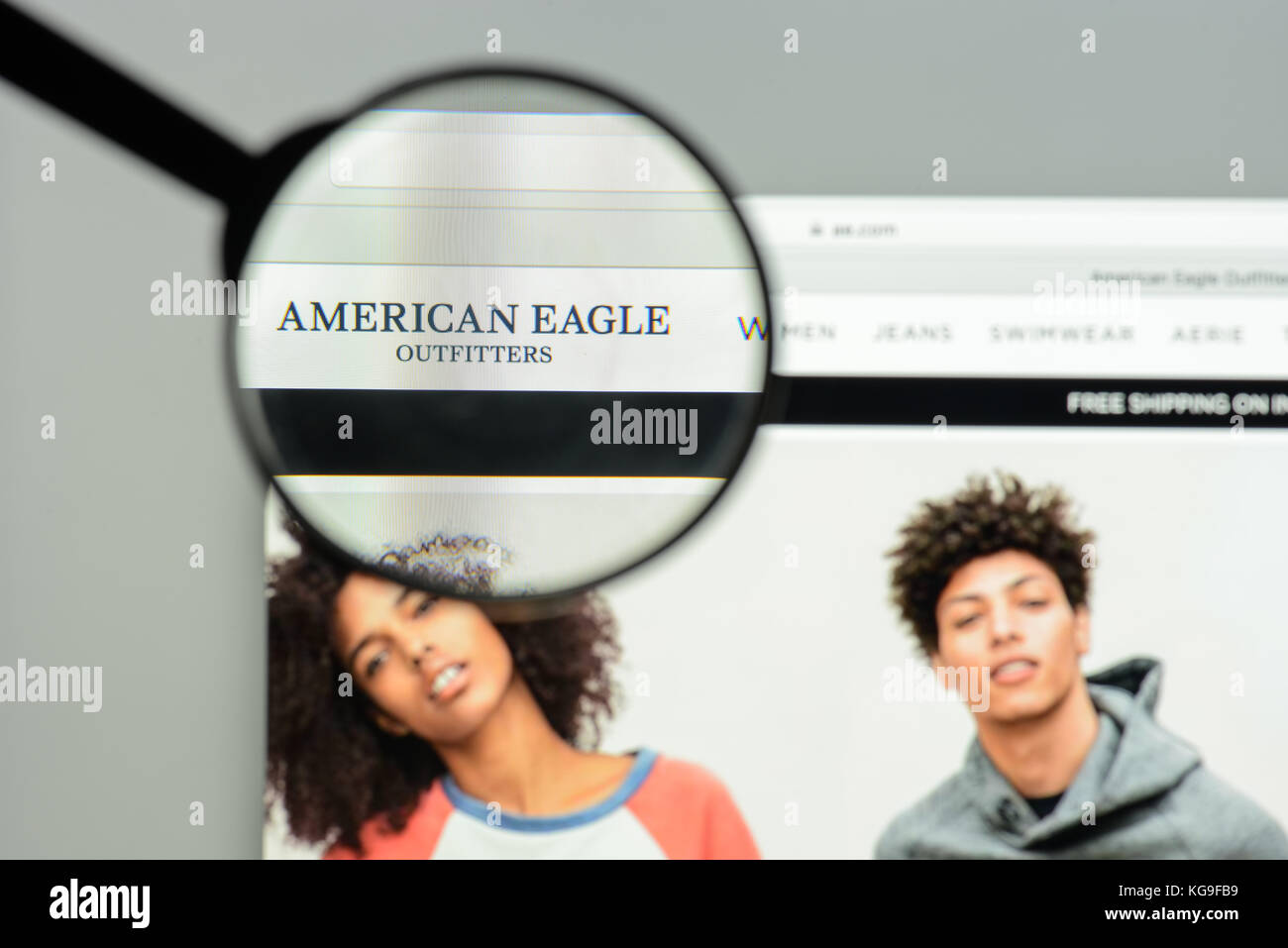 Milan, Italy - May 7, 2017: American Eagle website homepage. It's a ...