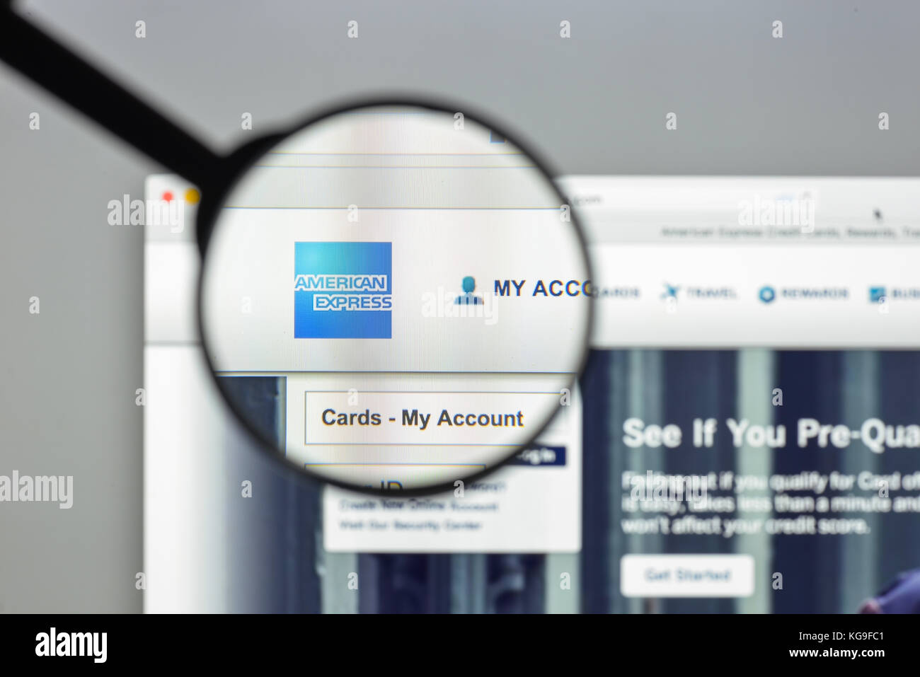 Milan, Italy - August 10, 2017: American express bank website homepage ...