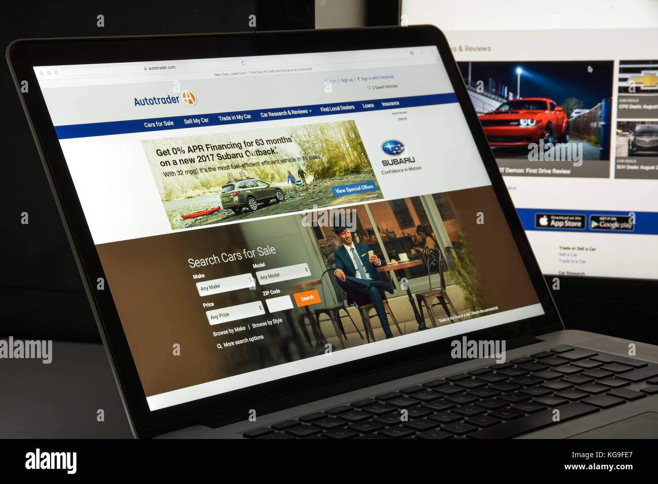 Milan, Italy - August 10, 2017: Autotrader website homepage. It an ...