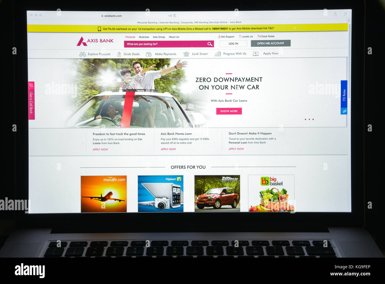 Milan, Italy - August 10, 2017: Axis bank website homepage. It is the ...