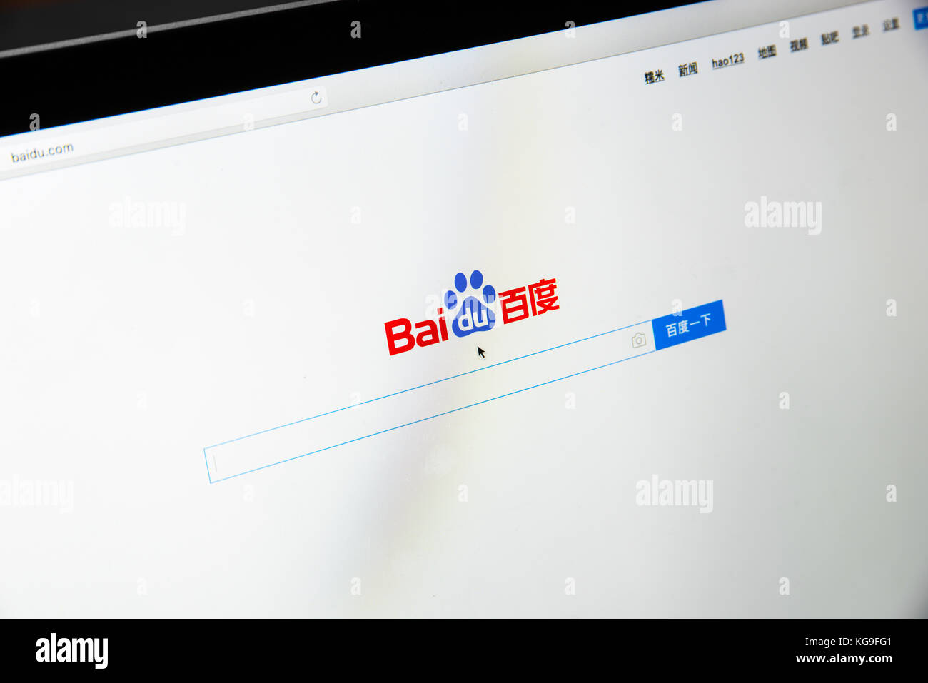Milan, Italy - February 27, 2017: Baidu website on laptop screen. Baidu ...