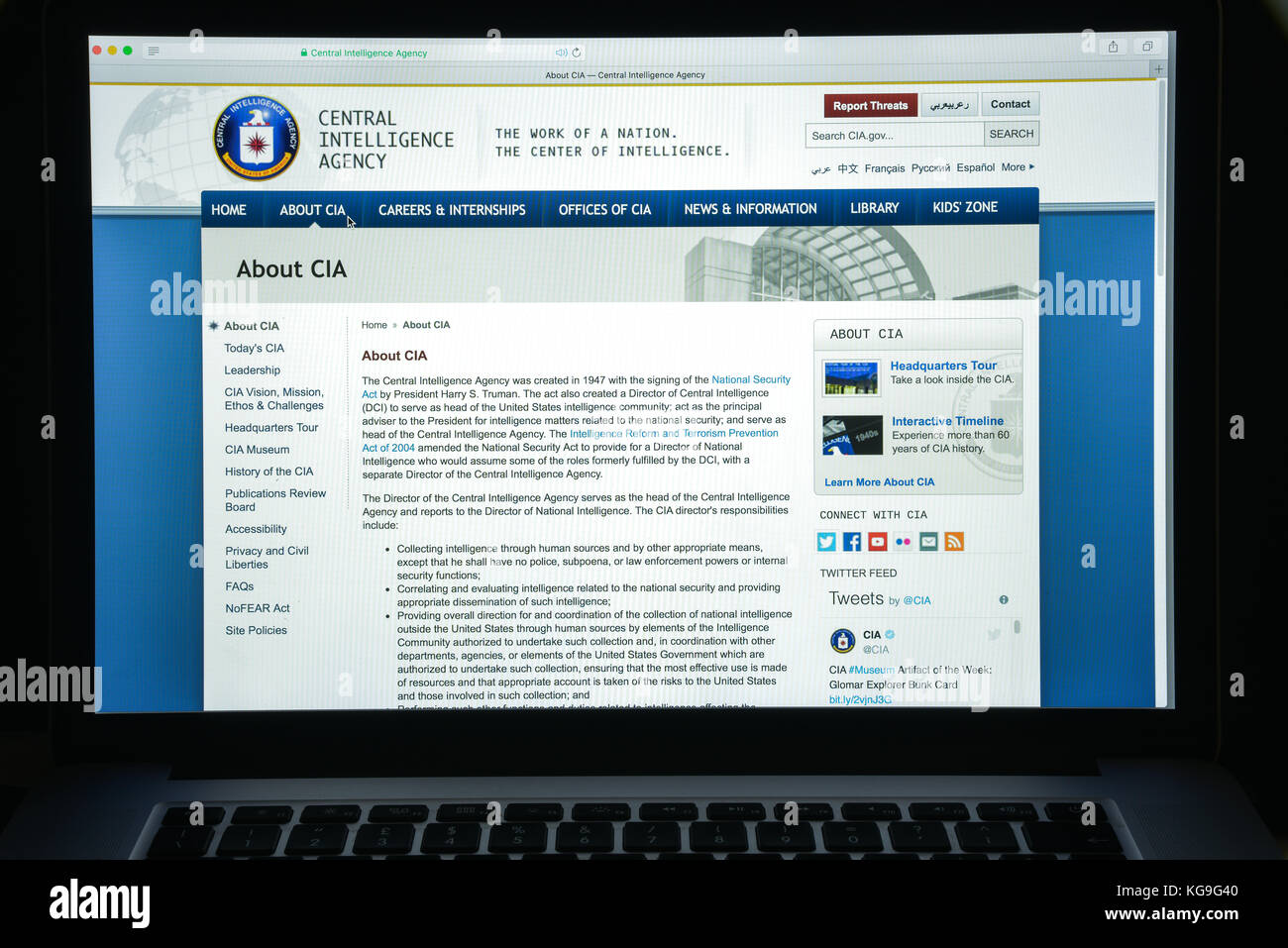 Milan, Italy - August 10, 2017: Cia website homepage. It is a civilian ...