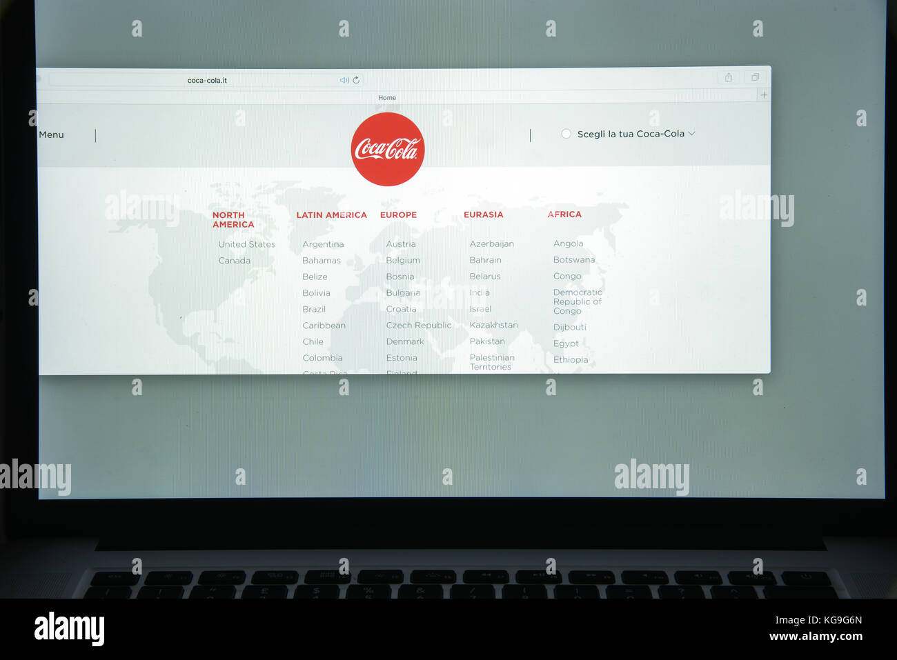 Milan, Italy - August 10, 2017: Coca cola website homepage. It is is a ...