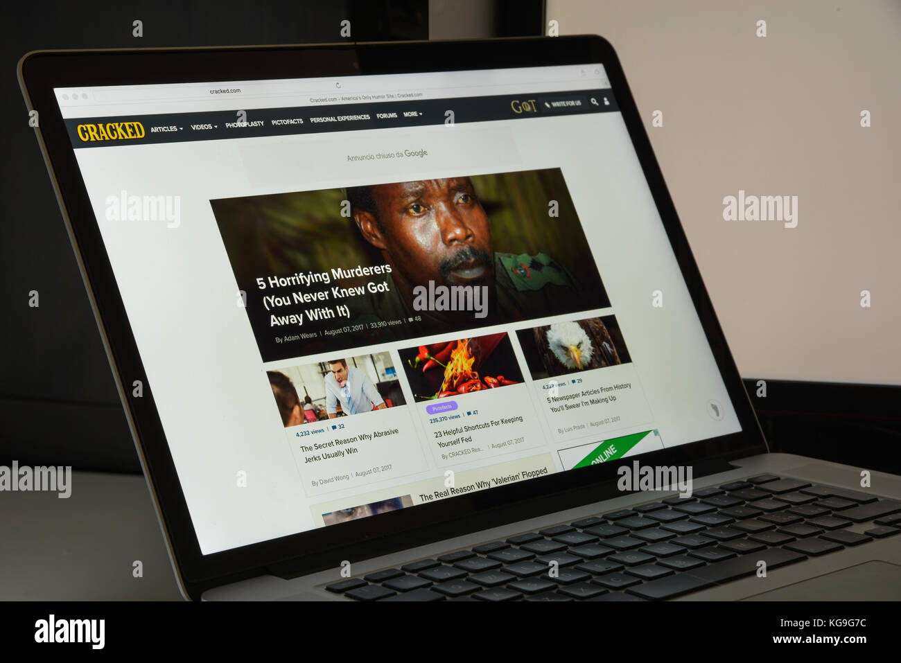 Milan, Italy - August 10, 2017: Cracked website homepage. It is a humor ...