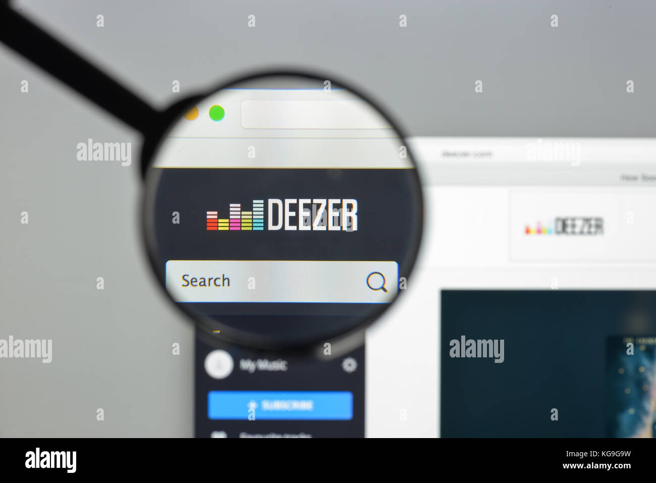 Milan, Italy - August 10, 2017: Deezer website homepage. It is an ...