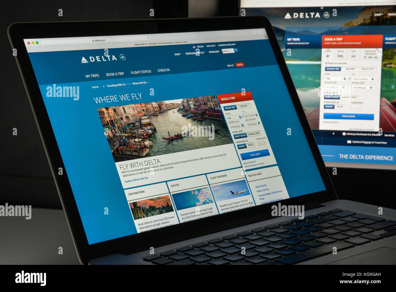 Milan, Italy - August 10, 2017: Delta website homepage. It is a major ...