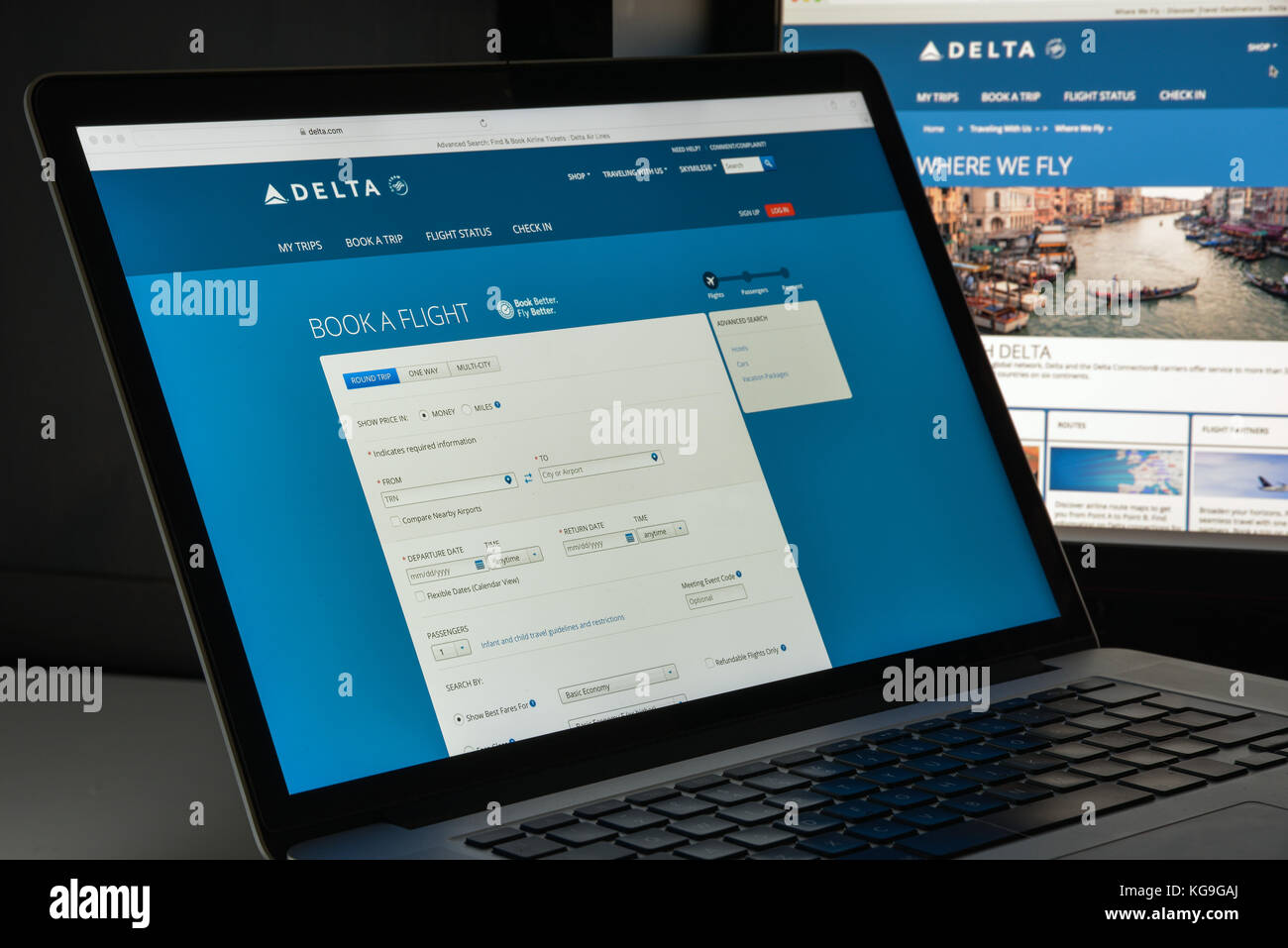 Milan, Italy - August 10, 2017: Delta website homepage. It is a major ...