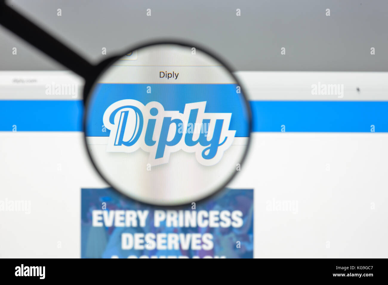 Milan, Italy - August 10, 2017: Diply website homepage. Diply logo ...