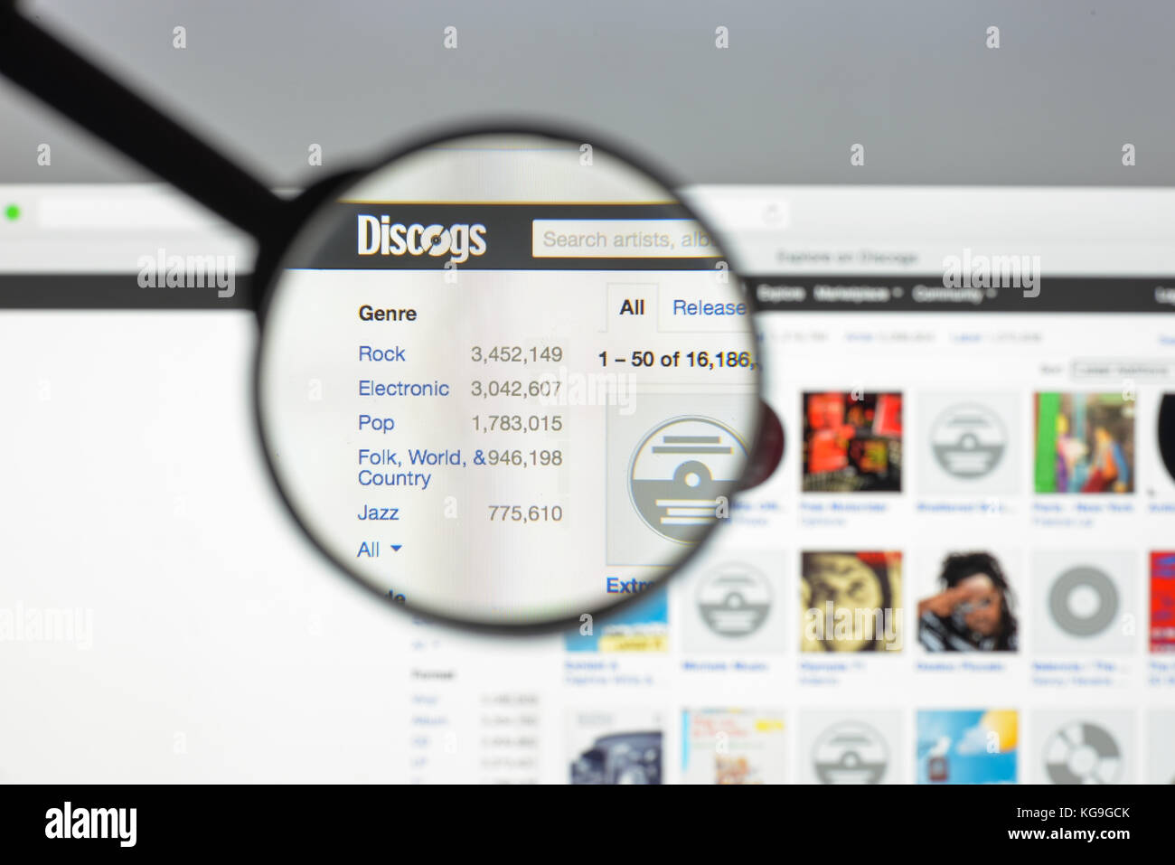 Milan, Italy - August 10, 2017: Discogs website homepage. It is short ...