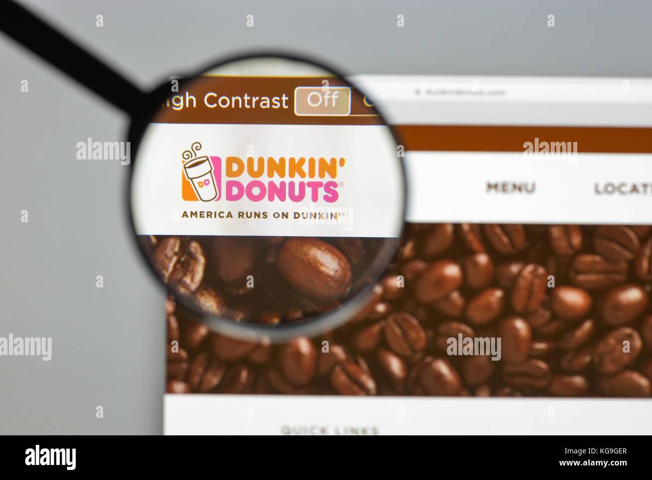 Milan, Italy - August 10, 2017: dunkindonuts.com website homepage ...