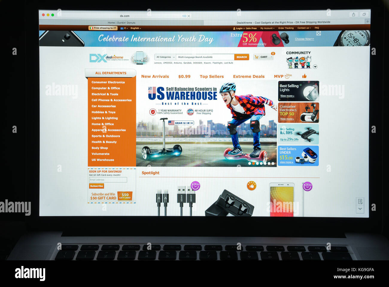 Milan, Italy - August 10, 2017: DX.com website homepage. DX logo ...