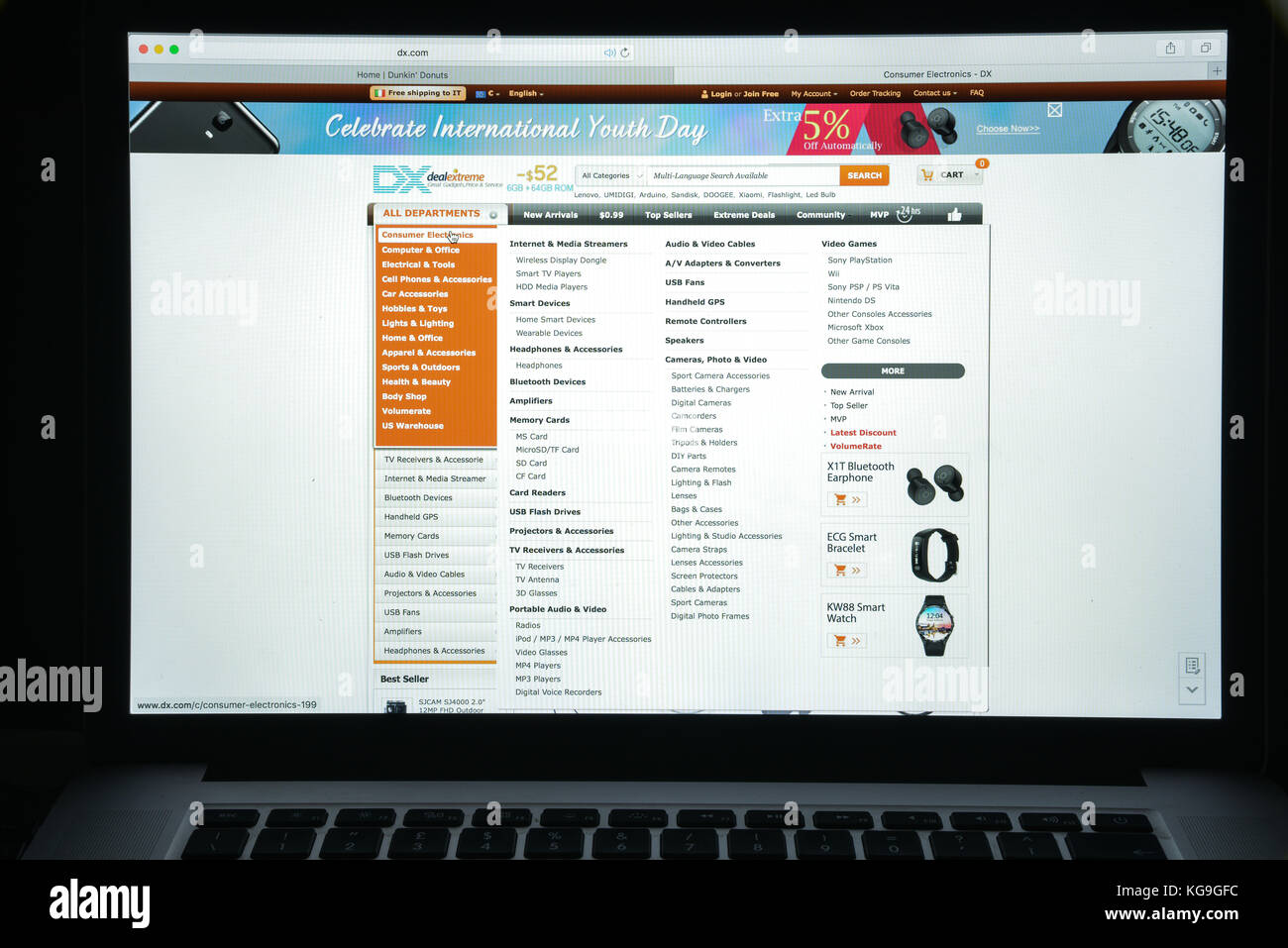 Milan, Italy - August 10, 2017: DX.com website homepage. DX logo ...