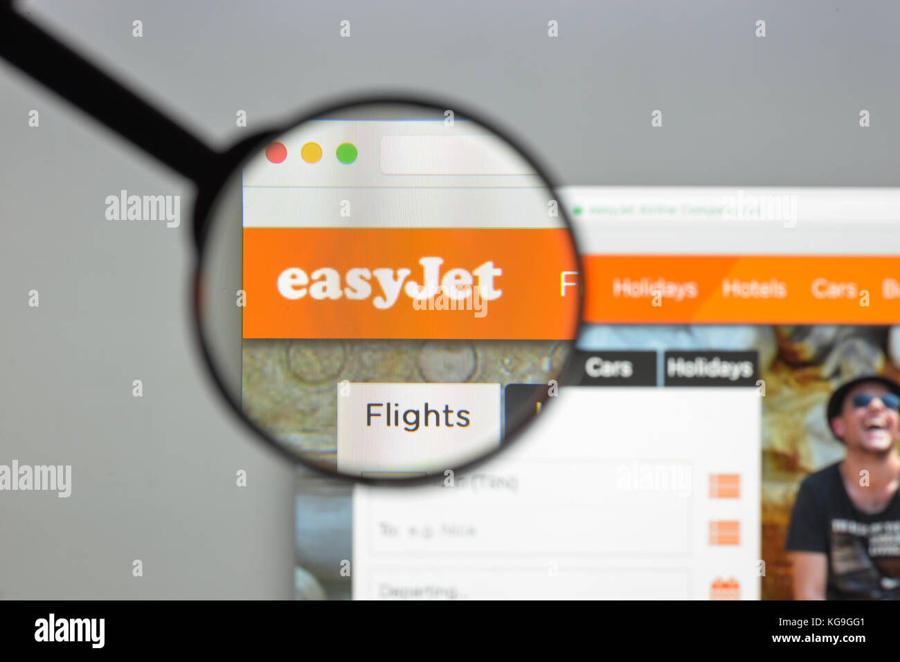 Milan, Italy - August 10, 2017: Easyjet website homepage. It is a ...