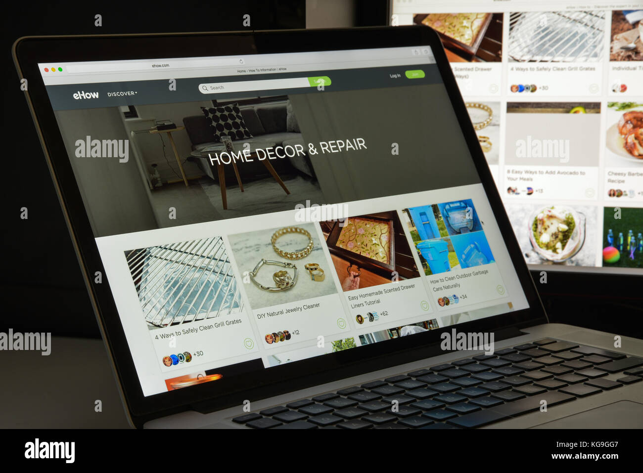 Milan, Italy - August 10, 2017: Ehow website homepage. Ehow logo ...