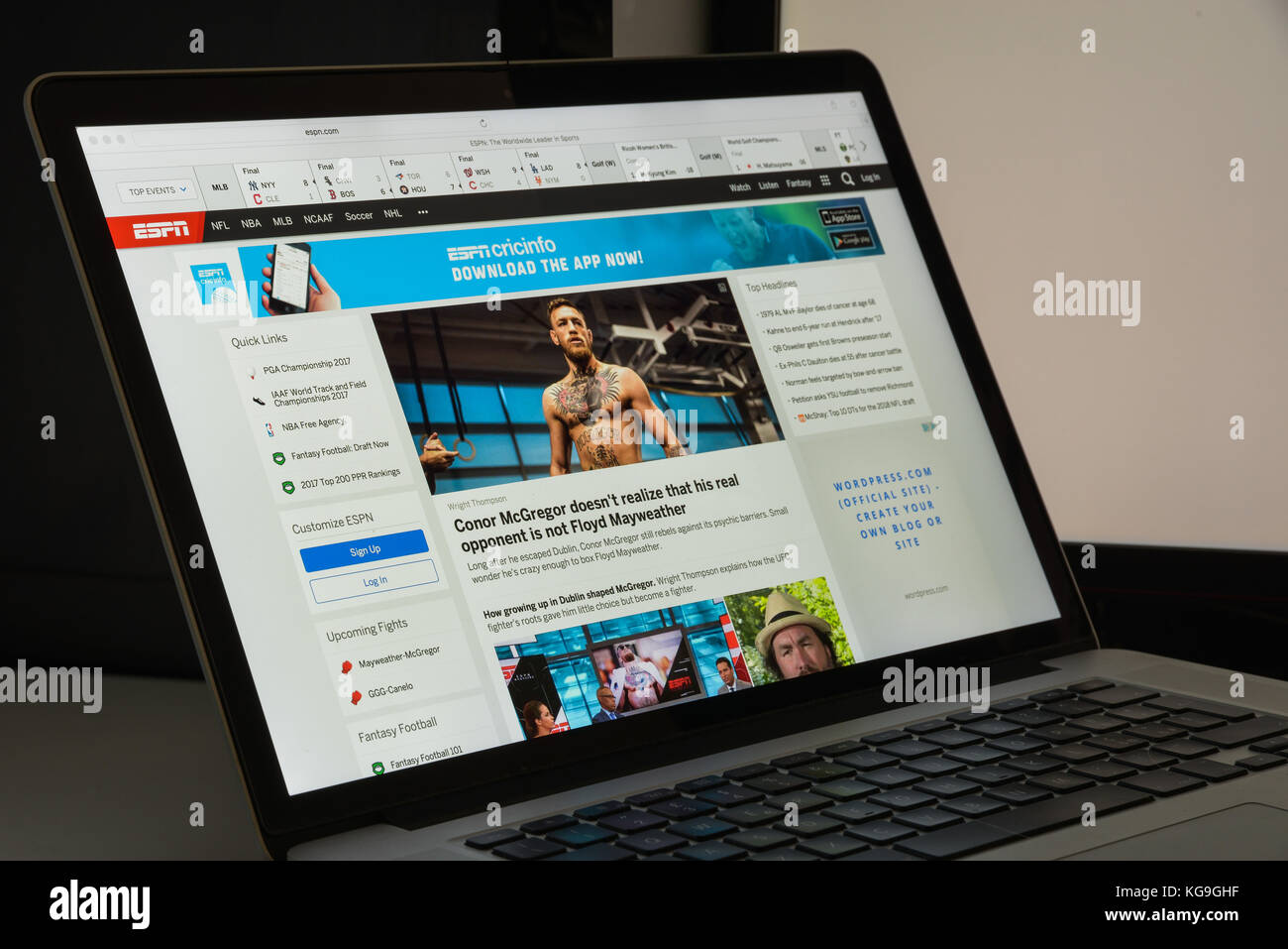 Milan, Italy - August 10, 2017: Espn website homepage. It is a U.S ...